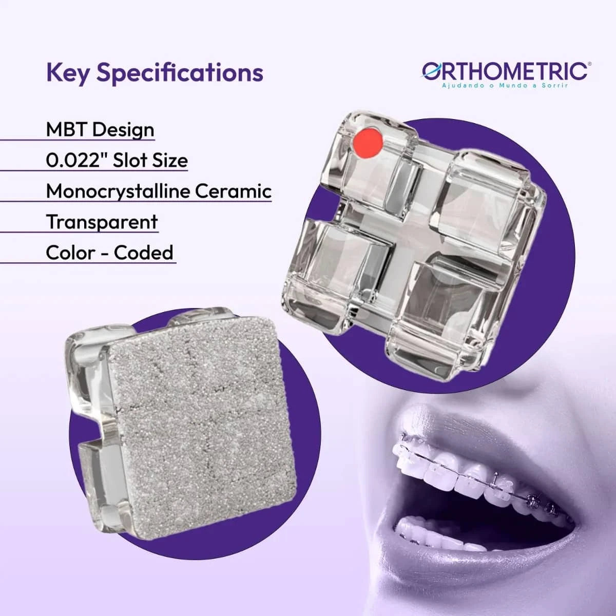 OrthoMetric Iceram-S Monocrystalline Ceramic Dental Brackets MBT 022 ...